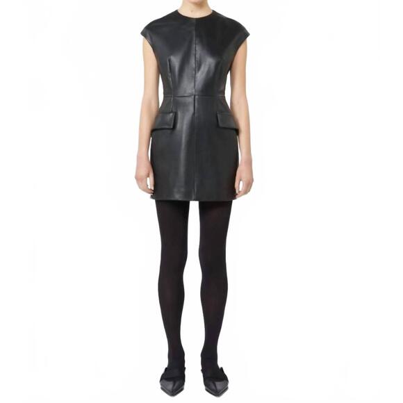 Sportmax | Dresses | New Sportmax Tefrite Leather Mini Dress In Black ...